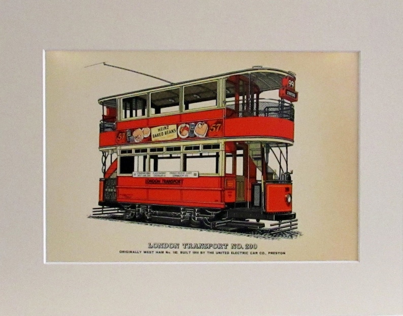 Color Print of a Double Decker Streetcar Built 1910 for the City of ...