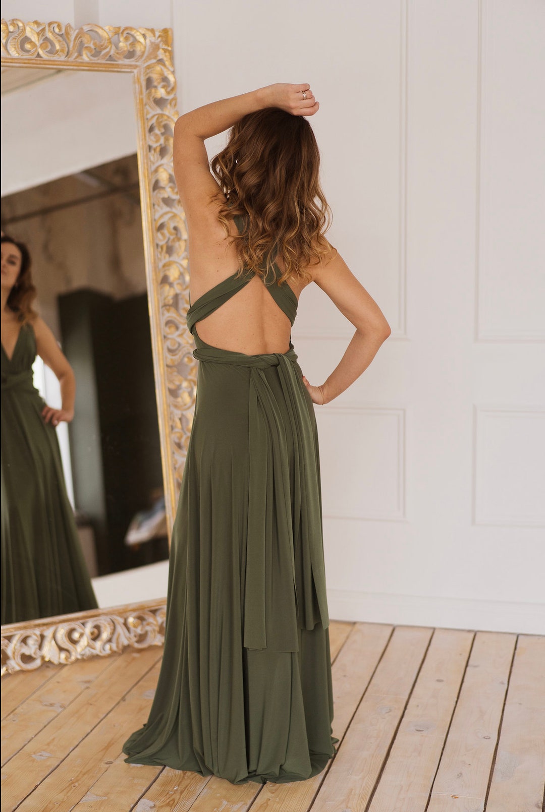 Olive Bridesmaid Dress, Olive Green Infinity Dress, Olive Green Wedding ...