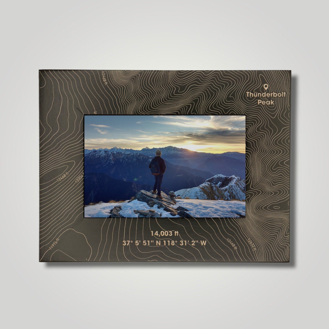 Thunderbolt Peak Maple Photo Frame: Engraved Topographic Design - Etsy