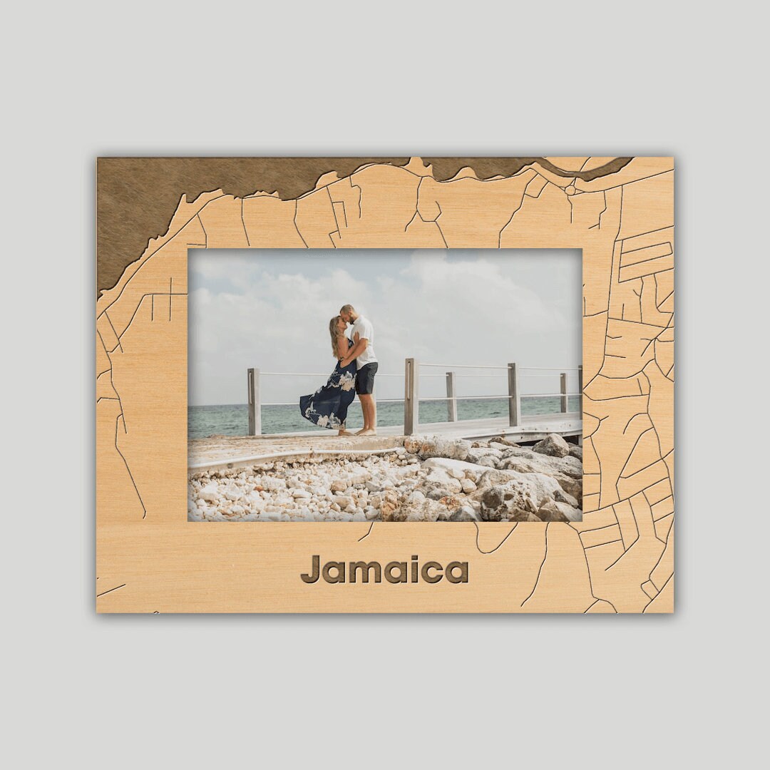 Engraved Jamaica Maple Photo Frame: Negril Street Map - Etsy