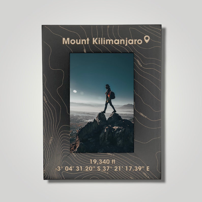 Mount Kilimanjaro Topographic Engraved Maple Photo Frame - Etsy