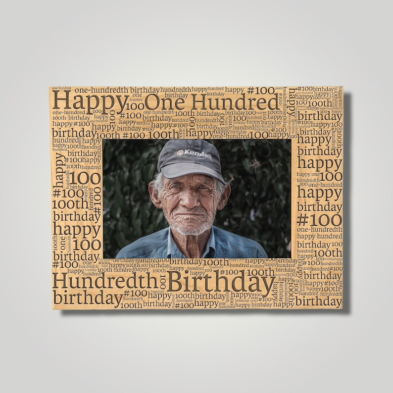 Personalized 100th Birthday Photo Frame | Maple Wood - Etsy
