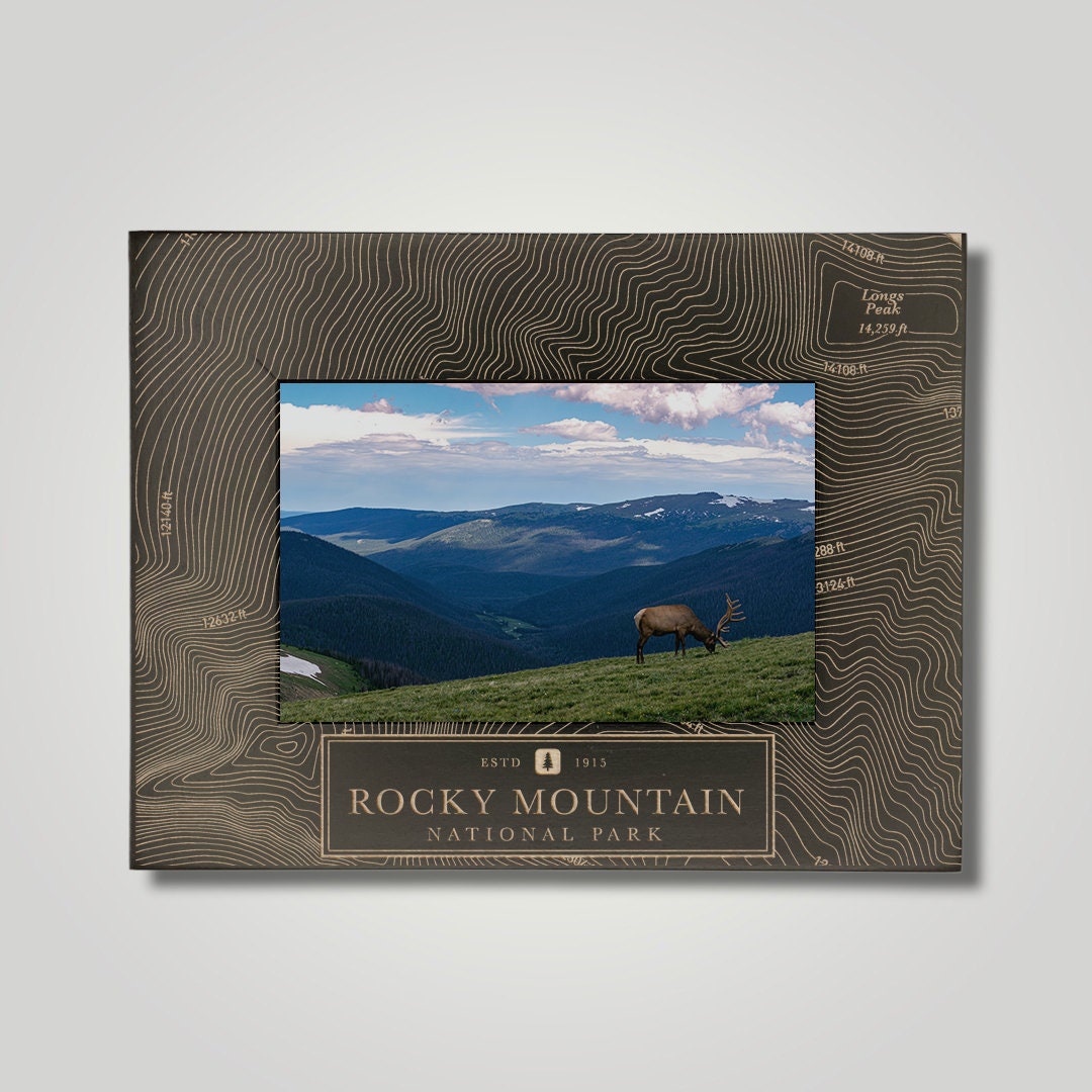 Rocky Mountain National Park Photo Frame | Engraved Topo Map (5x7 ...