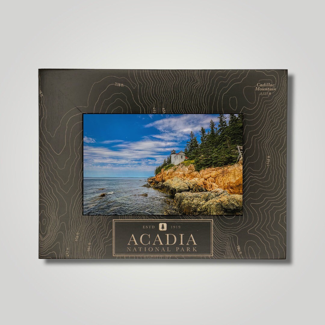 Acadia National Park Maple Photo Frame: Cadillac Mountain Topo Map - Etsy