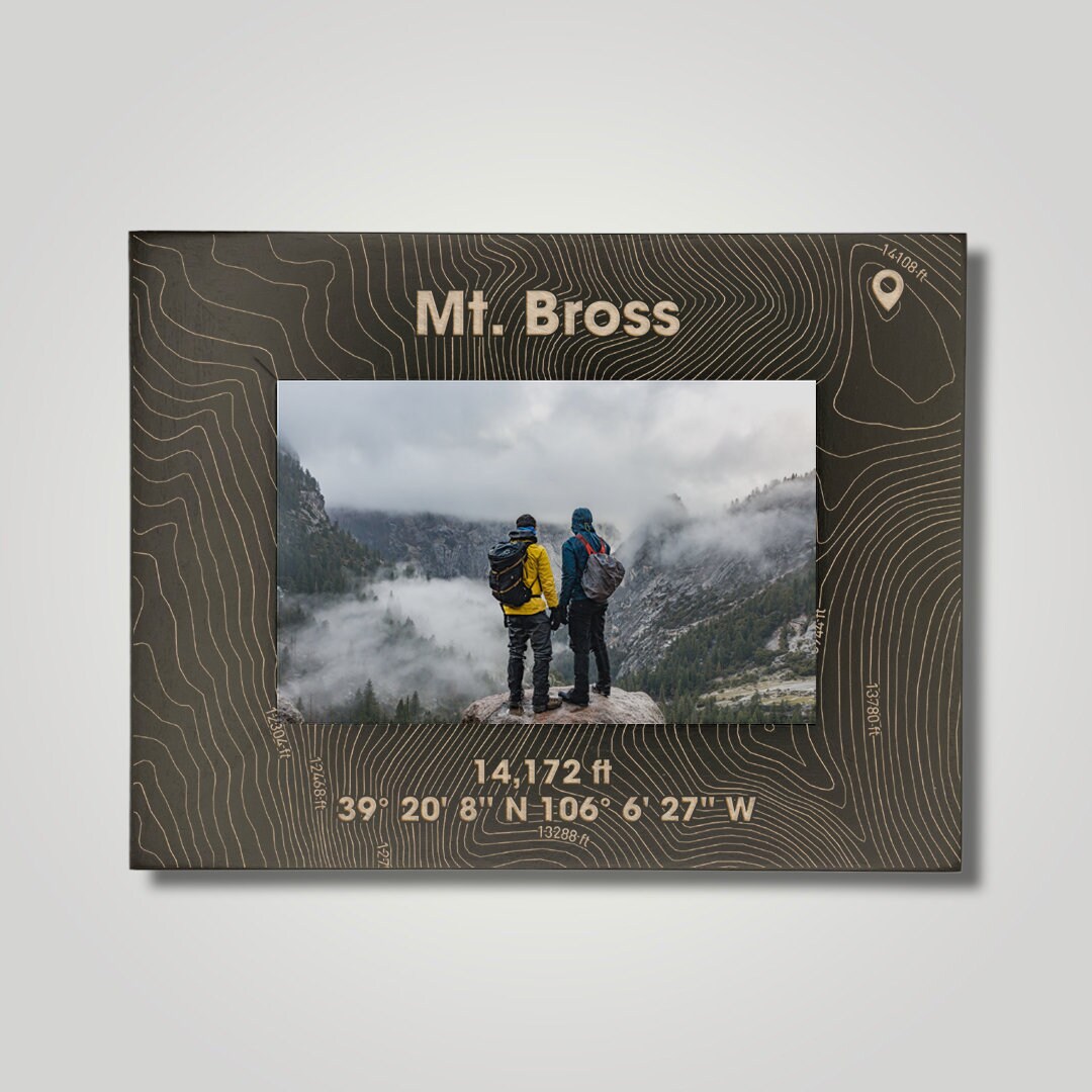 Mount Bross Photo Frame: Engraved Topographic Maple Wood - Etsy