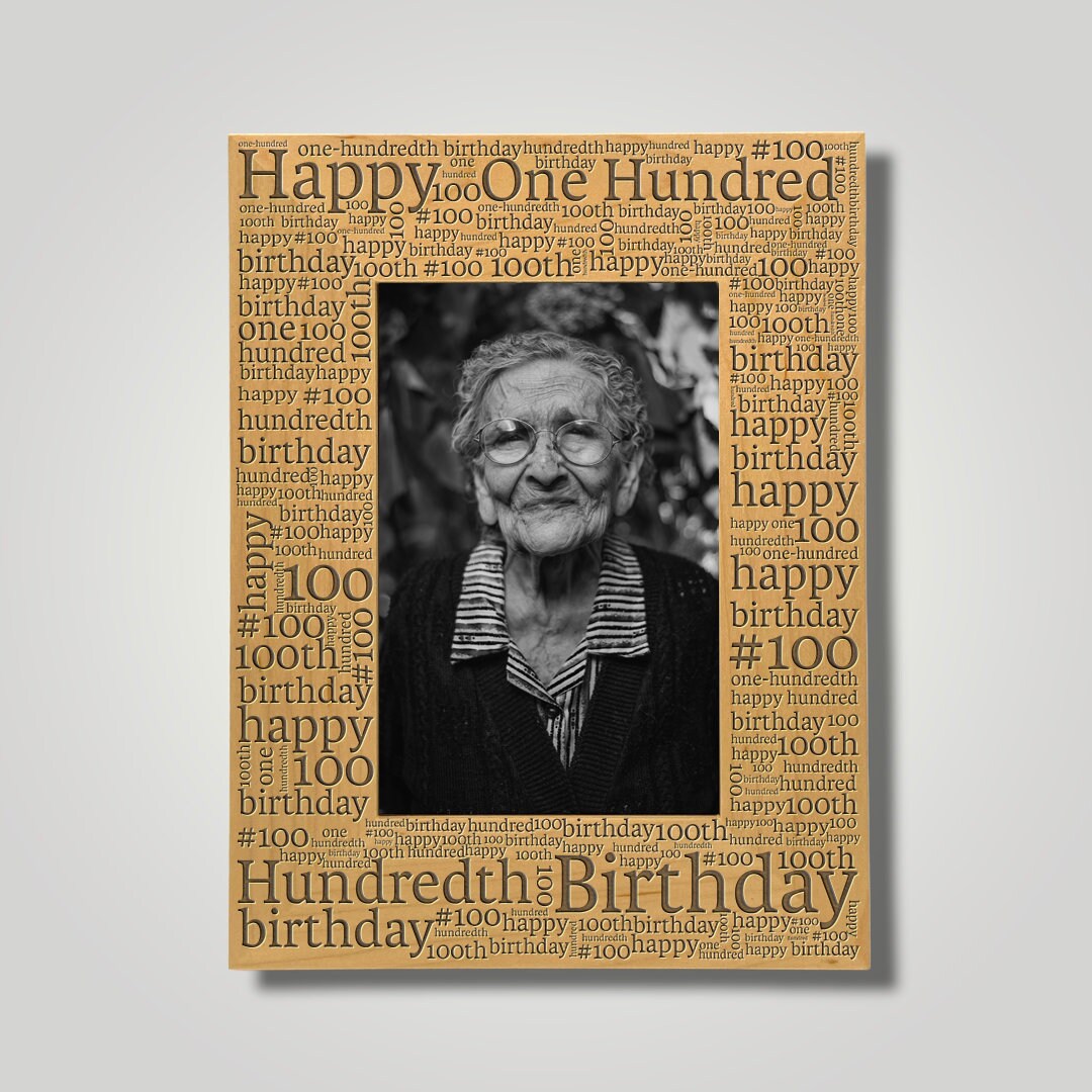 Personalized 100th Birthday Photo Frame | Maple Wood - Etsy