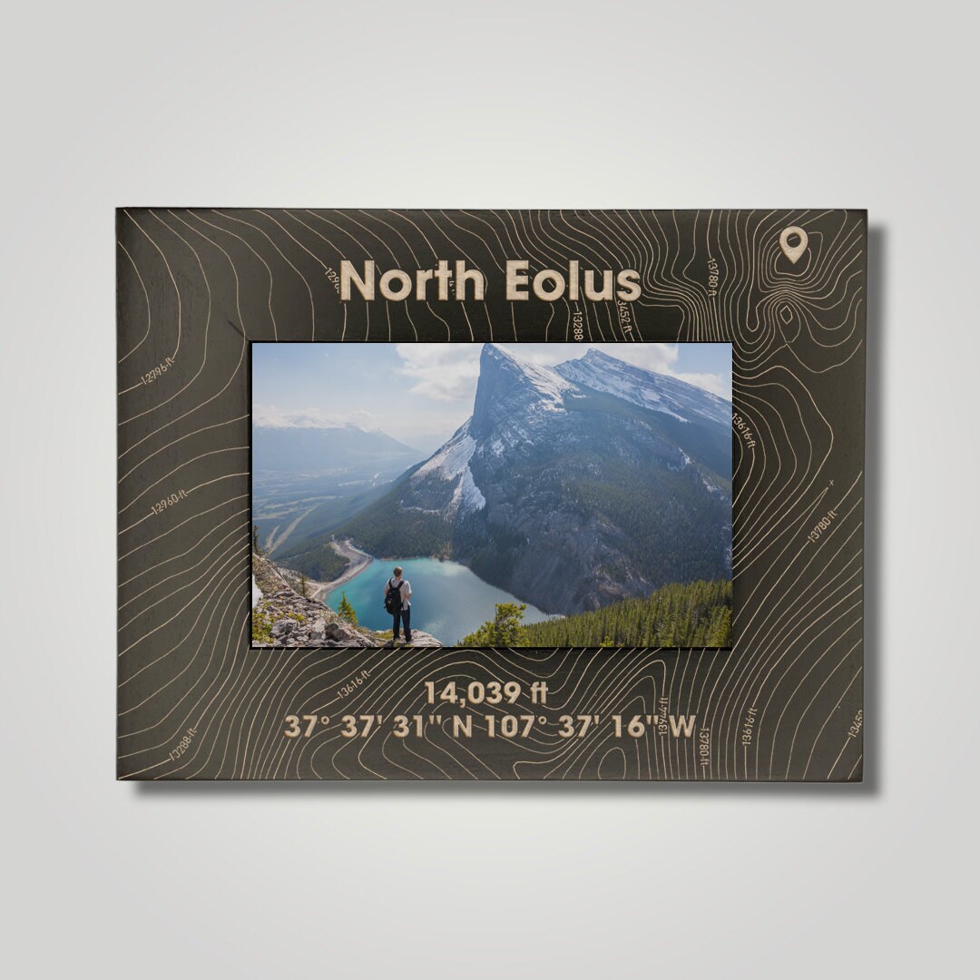 North Eolus Topographic Maple Photo Frame: Engraved Hiking Gift - Etsy