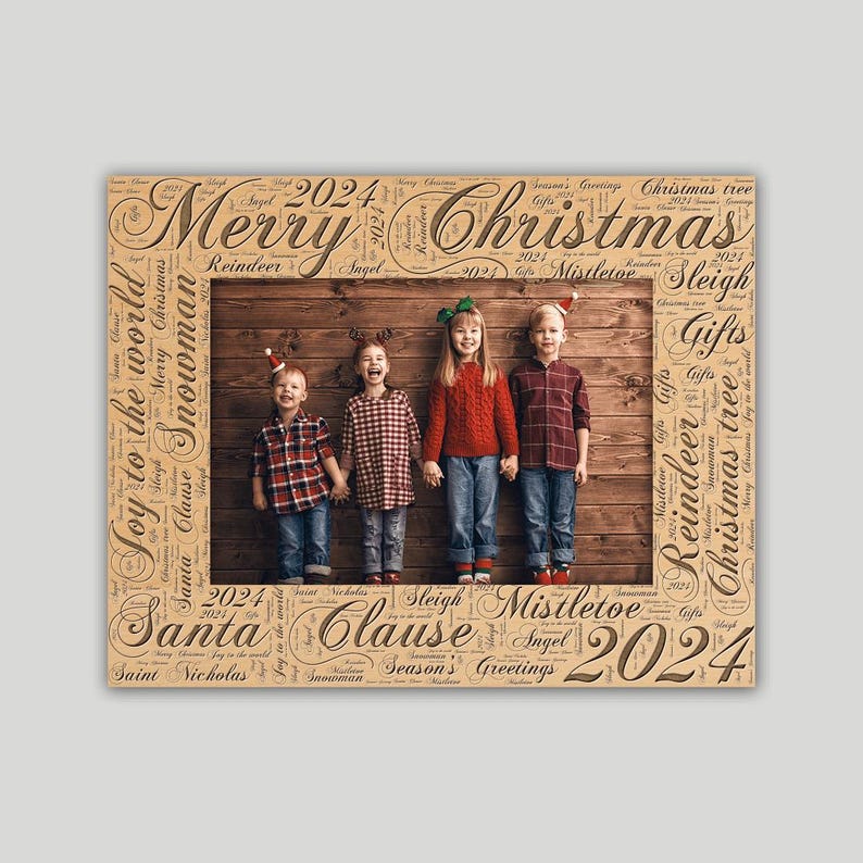Christmas Celebration Photo Frame: Personalized Maple Wood - Etsy