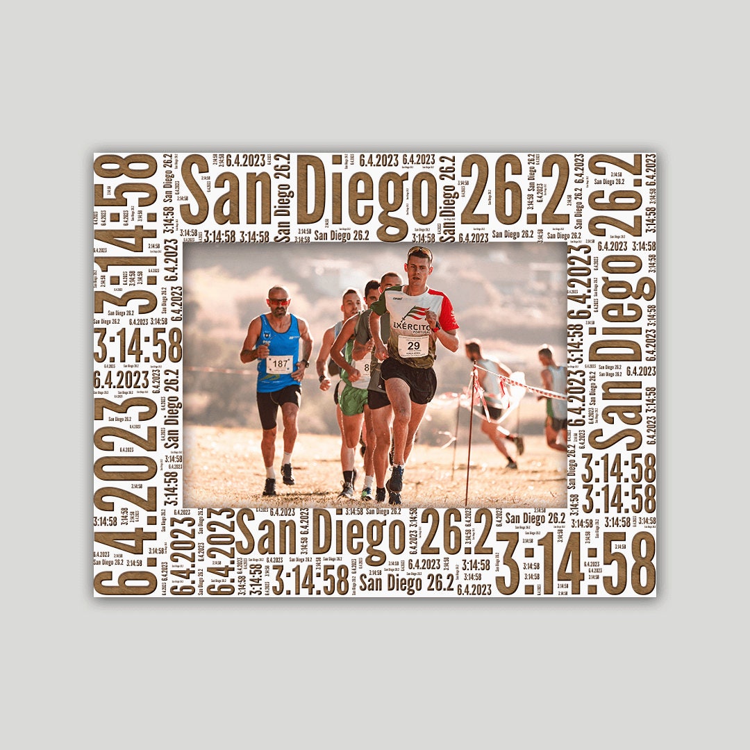 San Diego Marathon Photo Frame: Personalized Maple Finish - Etsy