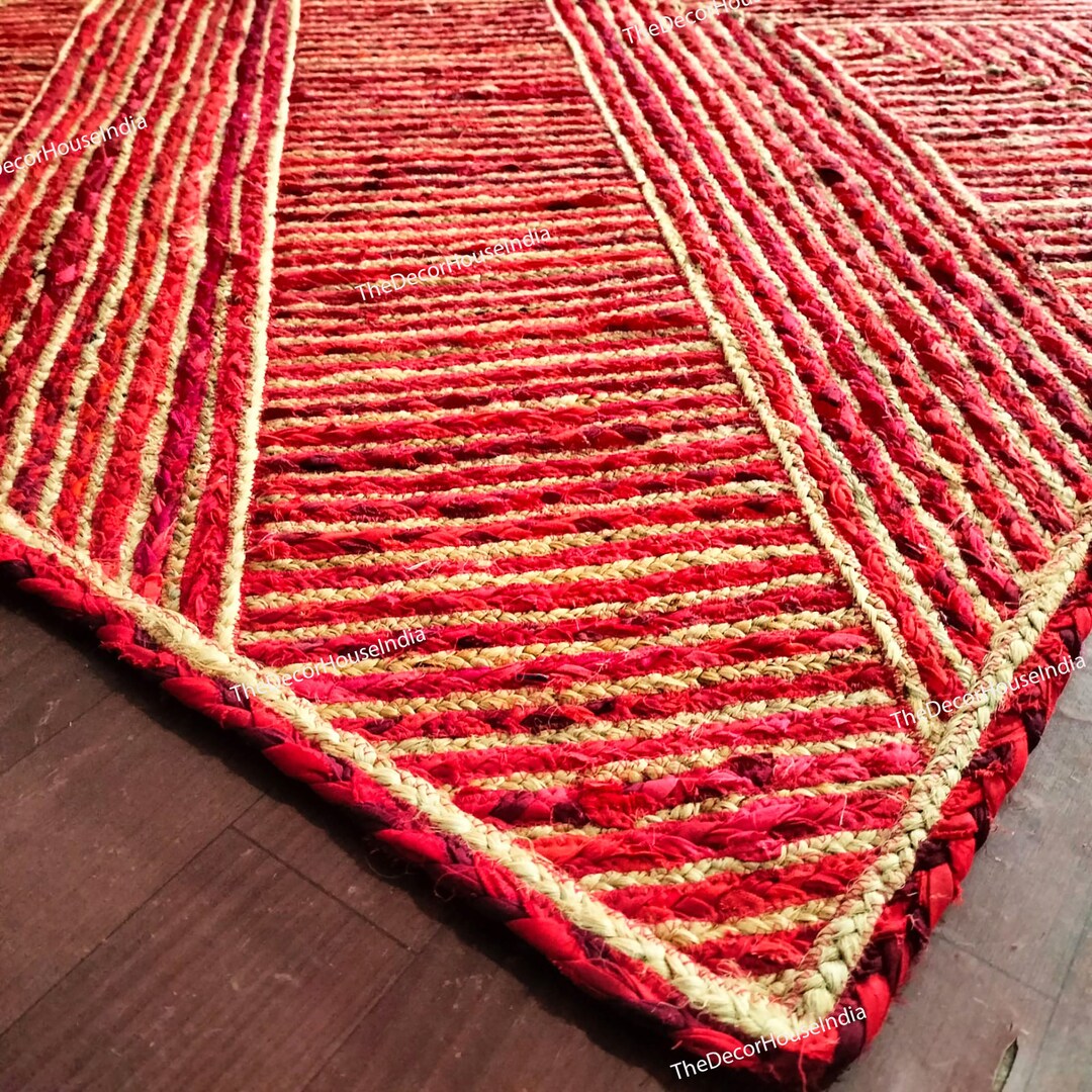 Multicolor Chindi Rug Jute Braided Rug Sisal Rug Area Rug Dining Room ...