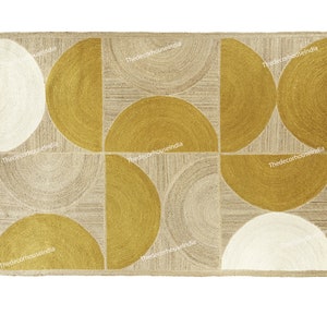 Yellow Beige Jute Square Rug Indian Jute Rug Natural Jute Rug Halloween ...