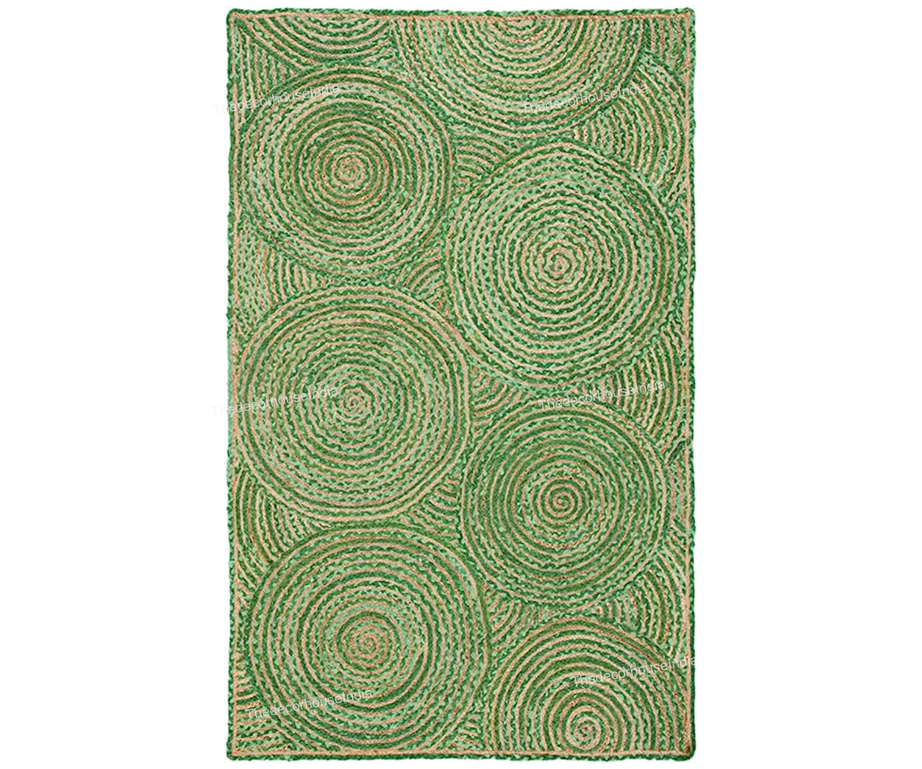 Jute Area Rug Hand Braided Natural Jute Rug Area Rug Green Jute Chindi ...