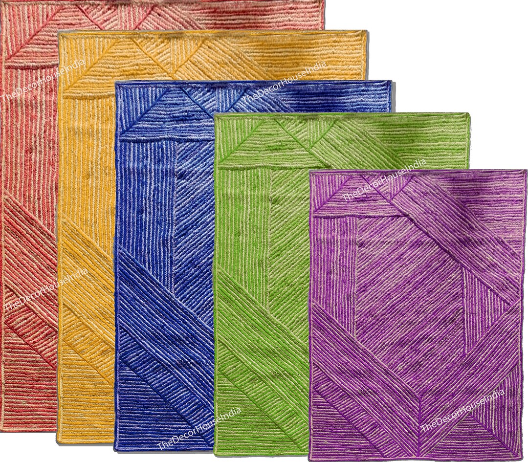 Jute Rug Handmade Jute Area Rug Geometric Pattern Rug Boho Decor Rug ...