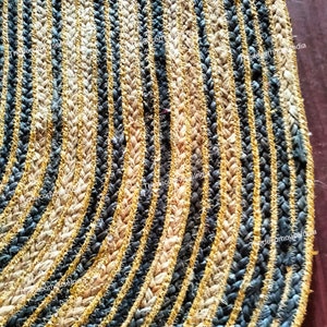 Oval Jute Rug- Natural Jute Area Rug Black Stripes Oval Home Decor Rug ...