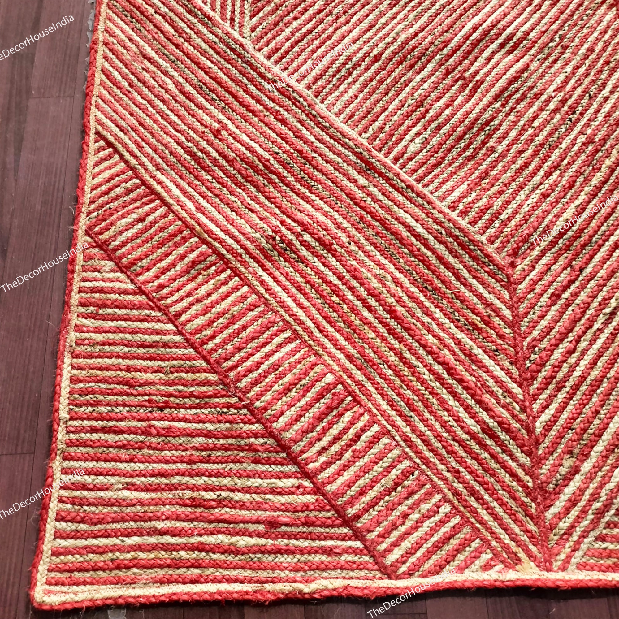 Jute Chindi Rug Handmade Indian Jute Red Chindi Rug Vintage Jute Runner ...