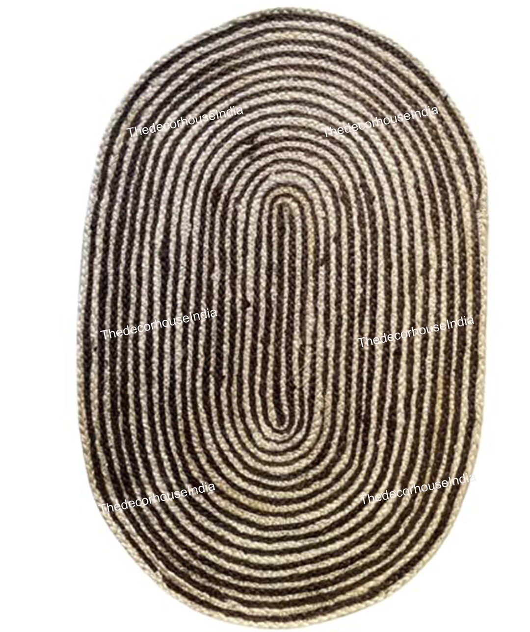 Oval Jute Rug Natural Jute Area Rug Black Stripes Oval Home Decor Rug ...