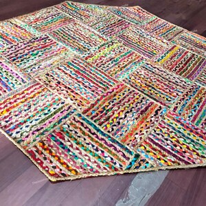 Hand Braided Multicolor Chindi Jute Rug: 5x7 Bohemian Area Rug - Etsy