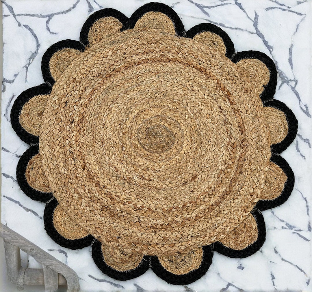 Round Shaped Jute Braided Rug Bohemian Decor Jute Rug Custom Rug Circle ...