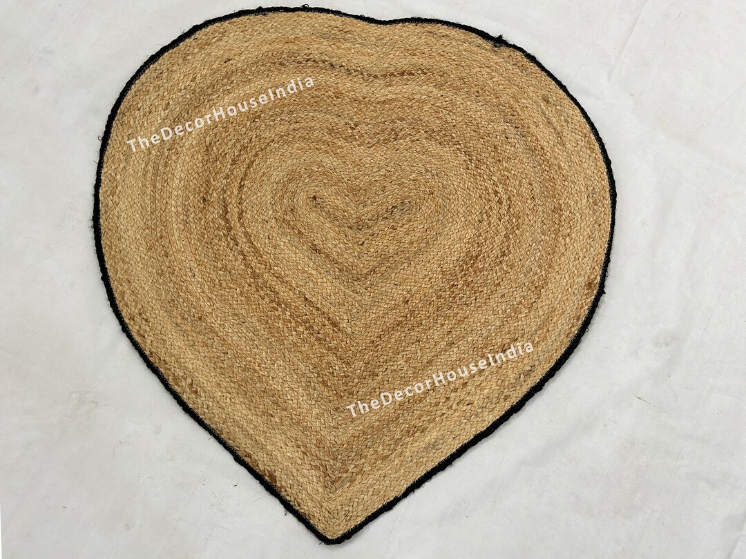 Heart-shaped Jute Rug, Jute Love Rug, Jute Heart Mat, Jute Heart Carpet ...