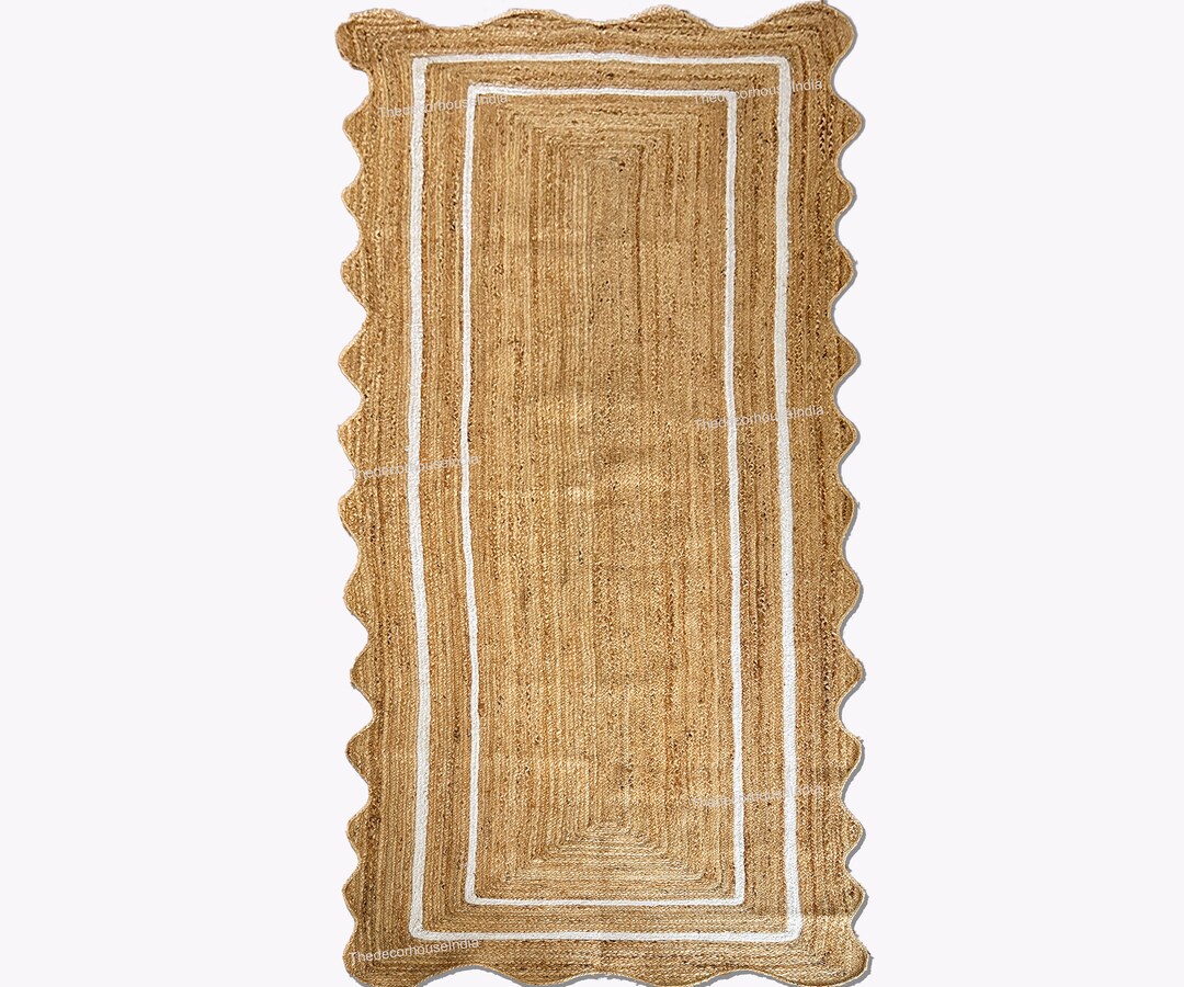 Scalloped Jute Runner Bedroom Runner Hallway Runner, Kitchen Runner ...