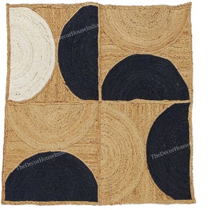 Handmade Rugs Natural Beige Jute Rug, Rectangle Jute Rug Farmhouse Gift ...