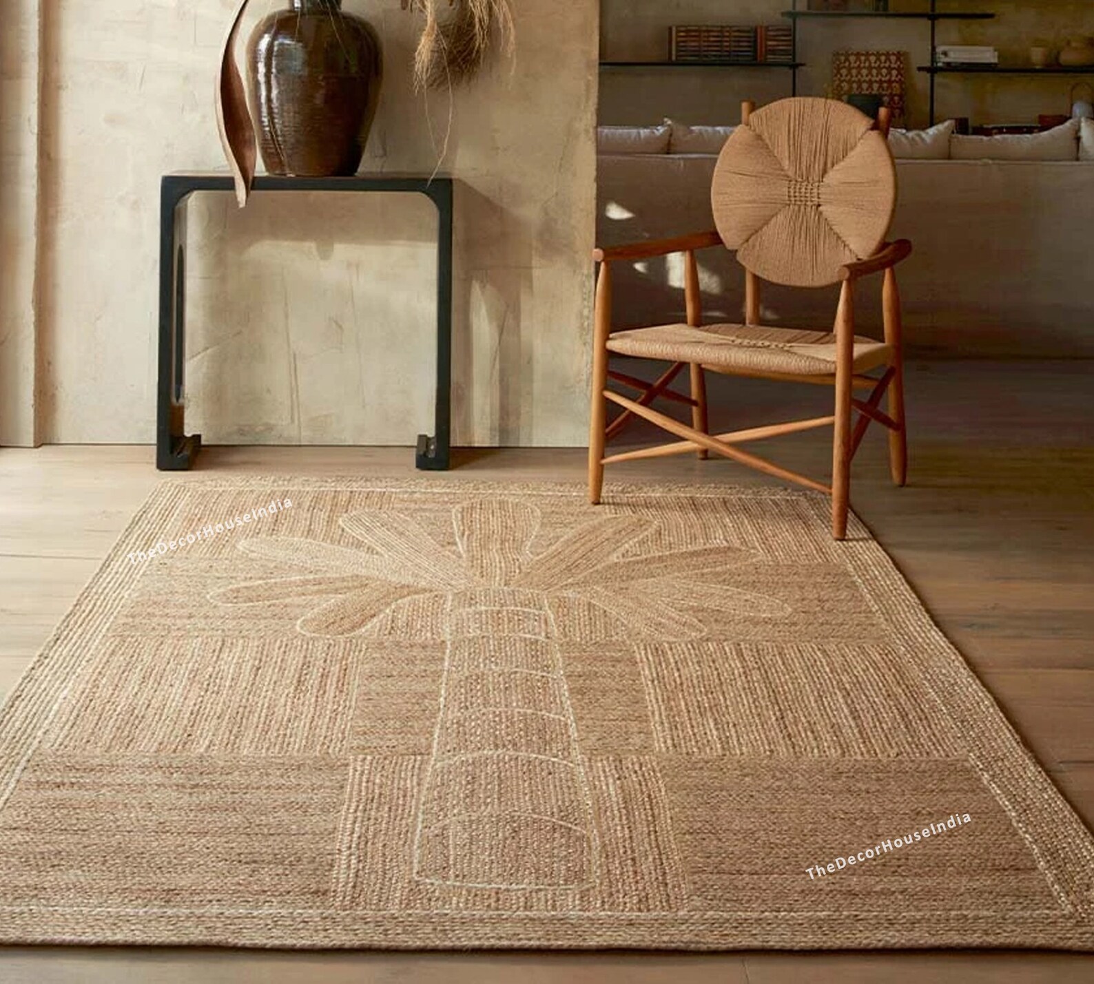 Modern Jute Braided Natural Handmade Rug Custom Size Rug Area Rug Tree ...