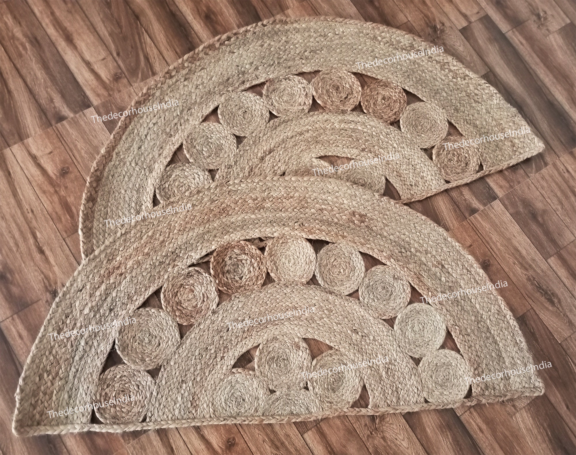 Natural Jute Semi Circle Rug Half Jute Braided Boho Rug Modern Jute ...