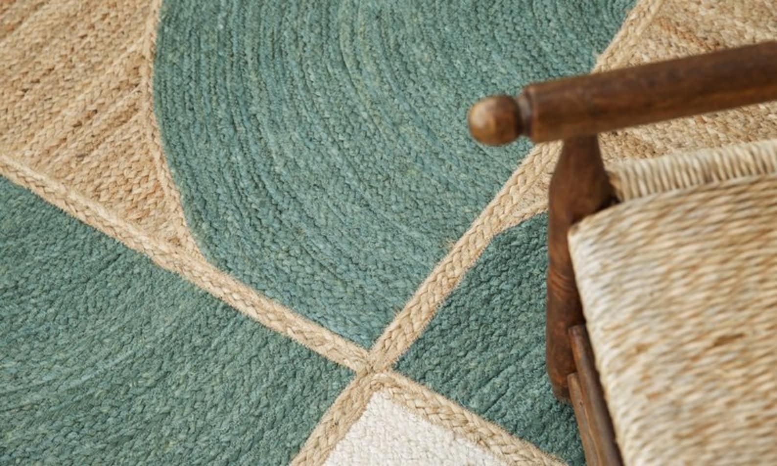 Handmade Jute Rug Mint Blue and Green Jute Area Rug Natural Jute ...