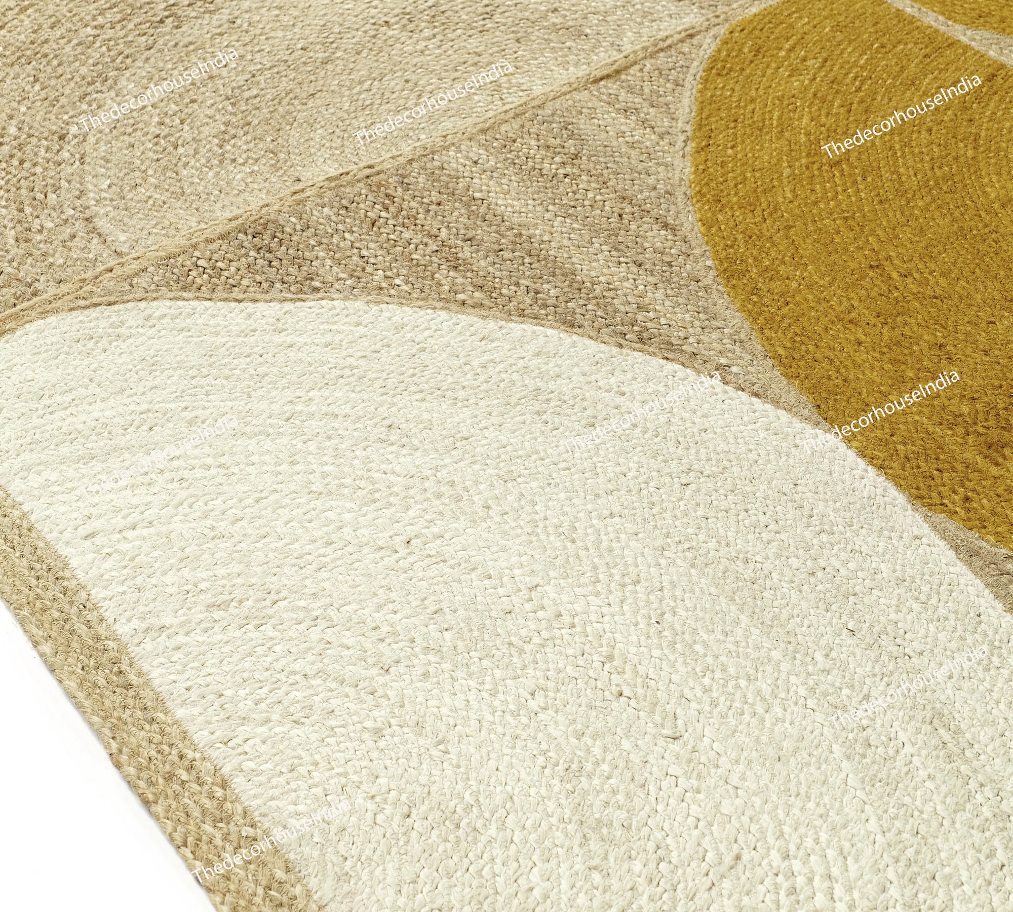 Yellow Beige Jute Square Rug Indian Jute Rug Natural Jute Rug Halloween ...