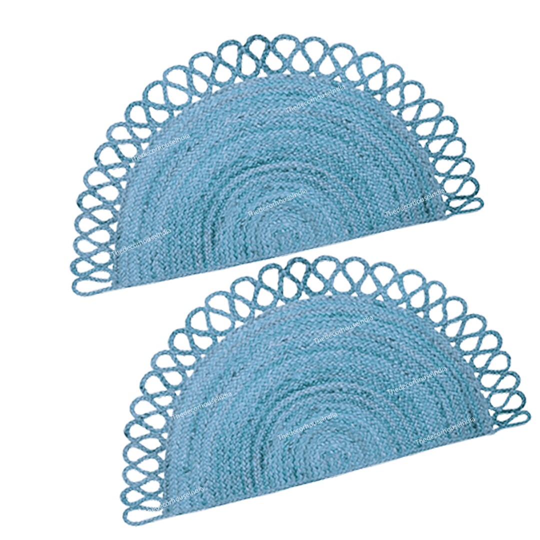 Indian Hand-braided Half Circle Colorful Jute Rug Farmhouse Decor Rug ...