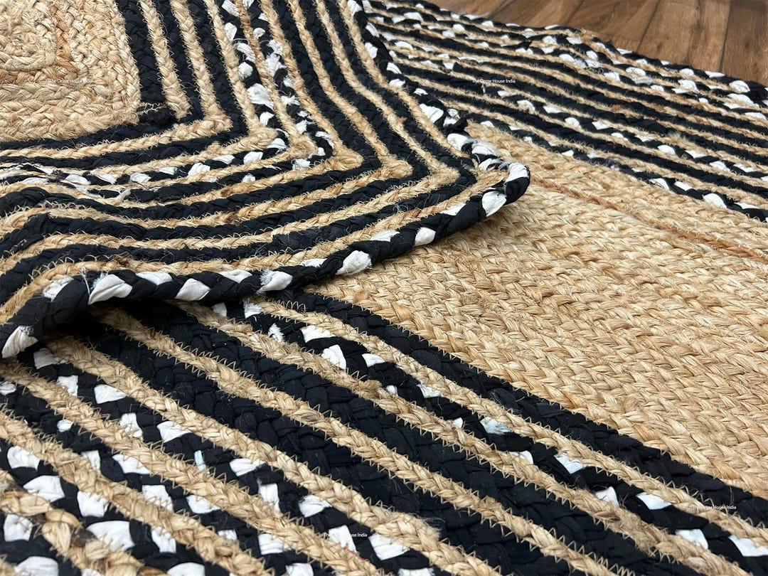 Handmade Natural Jute Rug, Solid Border Jute Rug, Custom Rug, Braided ...