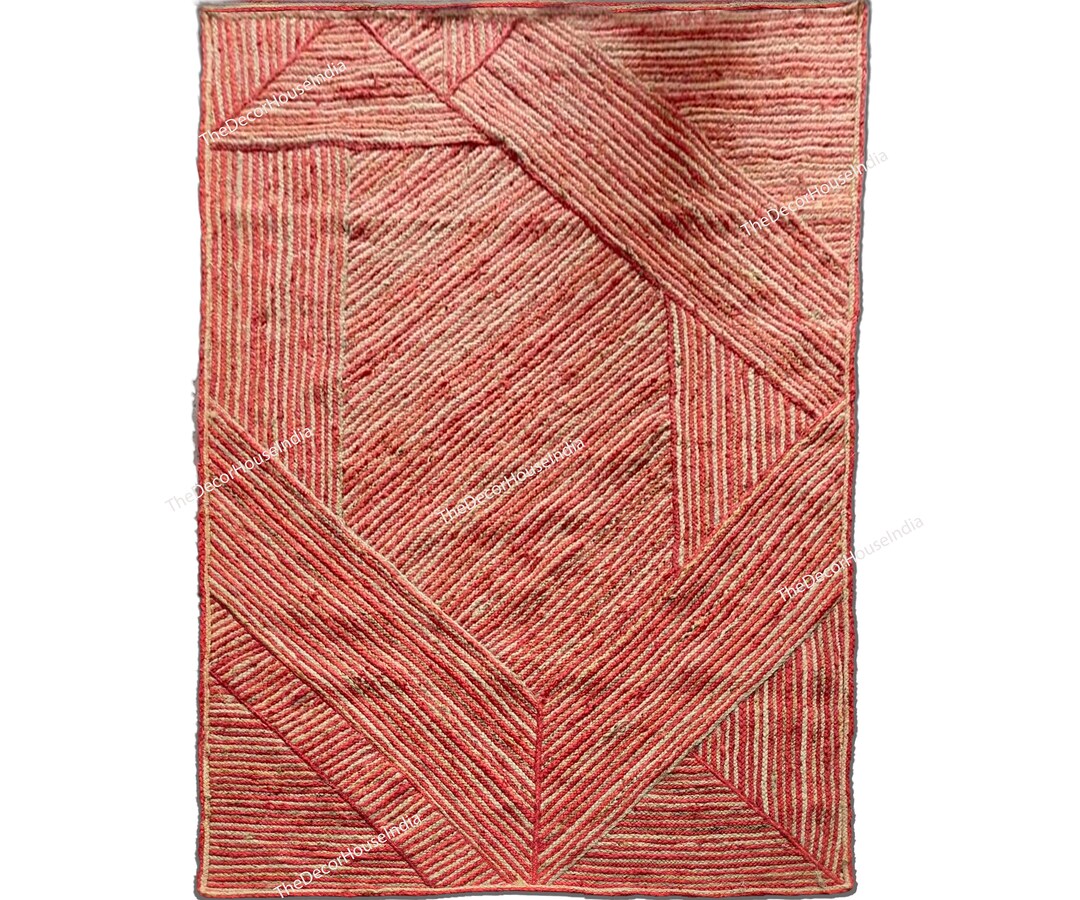 Jute Chindi Rug Handmade Indian Jute Red Chindi Rug Vintage Jute Runner ...