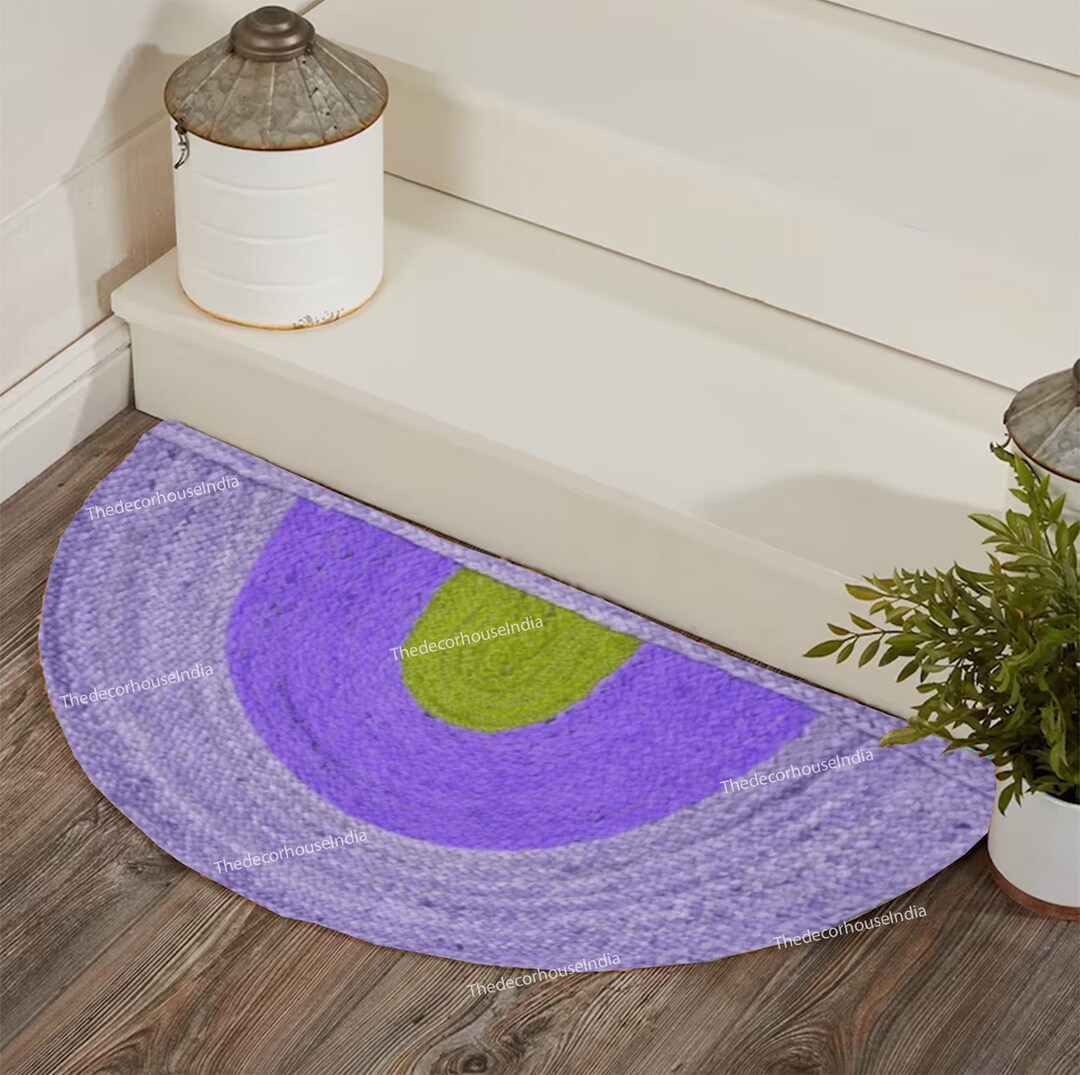 Hand Braided Jute Multi-color Half Round Rug, Indian Handmade Rugs ...