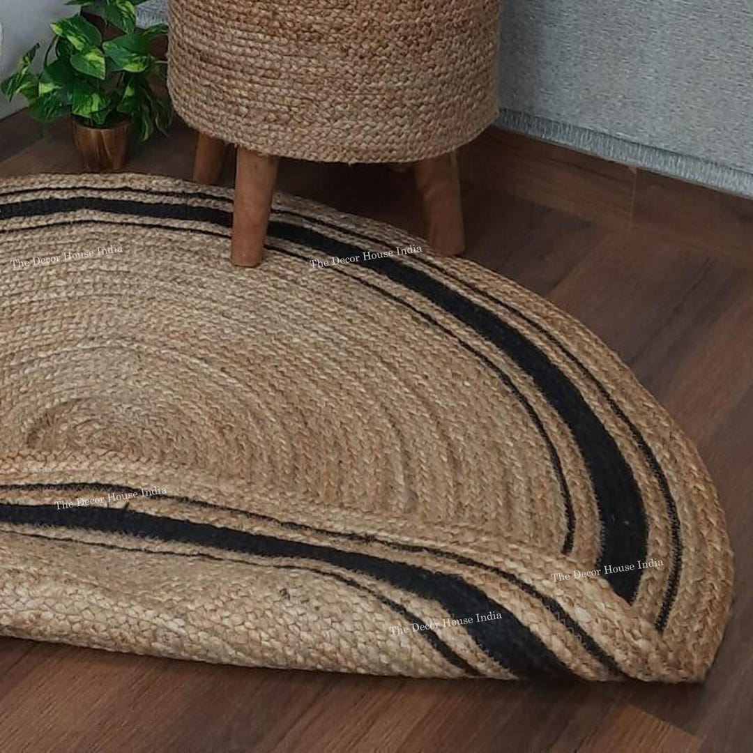 Handmade Rug Round Rug Circle Rug Area Rug Black Border Rug Dining Room ...