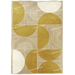 Yellow Beige Jute Square Rug Indian Jute Rug Natural Jute Rug Halloween ...
