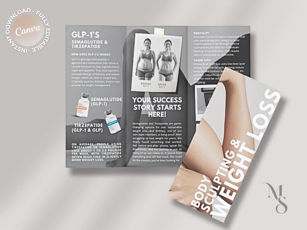 Trifold Brochure | Medspa GLP-1 Brochure Template | Emsculpt | Laser ...