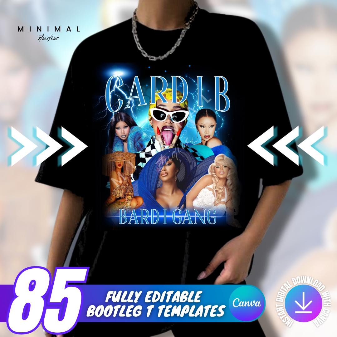 85x CUSTOMIZABLE BOOTLEG RAP Tee Shirt Canva Templates, Editable ...
