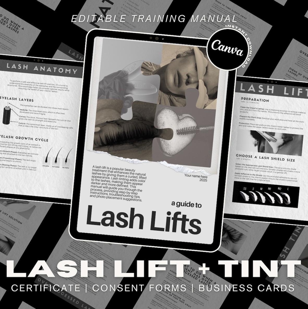 Lash Lift Training Editable Guide | Lash Lift and Tint Training Manual ...