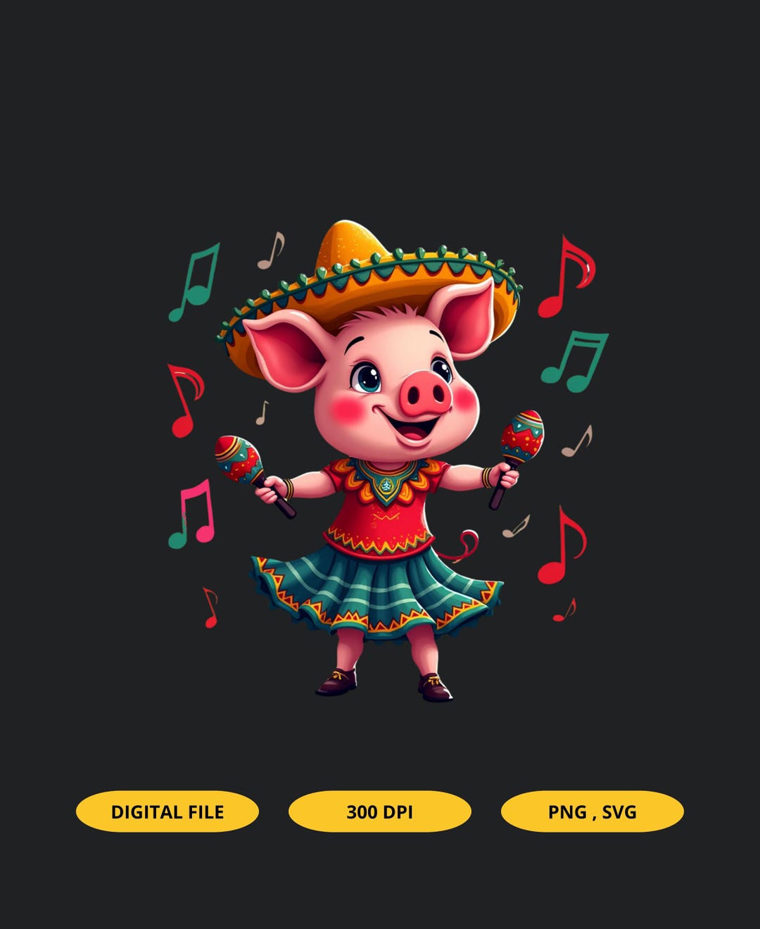 Funny Dancing Pig T-shirt Design: Hilarious Digital Download for Farm ...