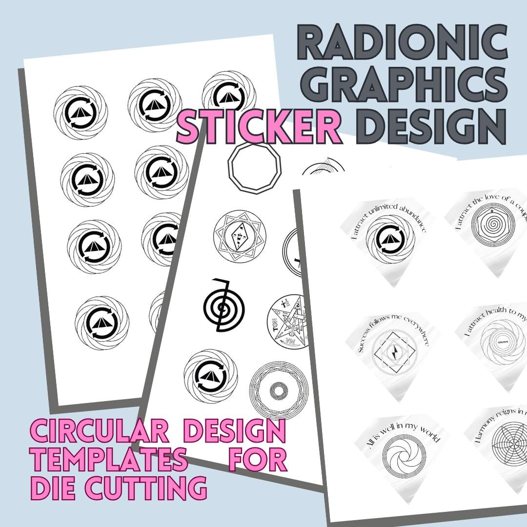 Sticker Templates With Radionic Graphics To Print Etsy