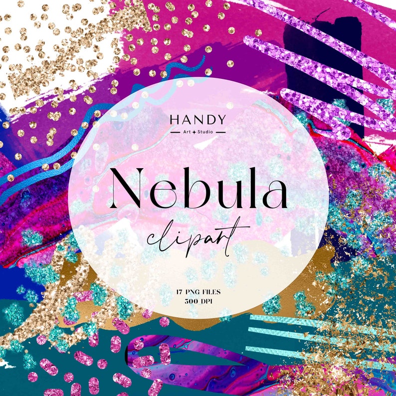Clipart Brush Stroke Nebula, Glitter Overlays, Watercolor Brushstrokes ...