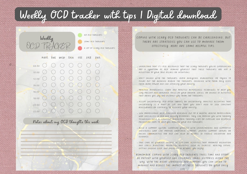 OCD Weekly Tracker. Printable Download. Weekly OCD Tracker With Tips on ...