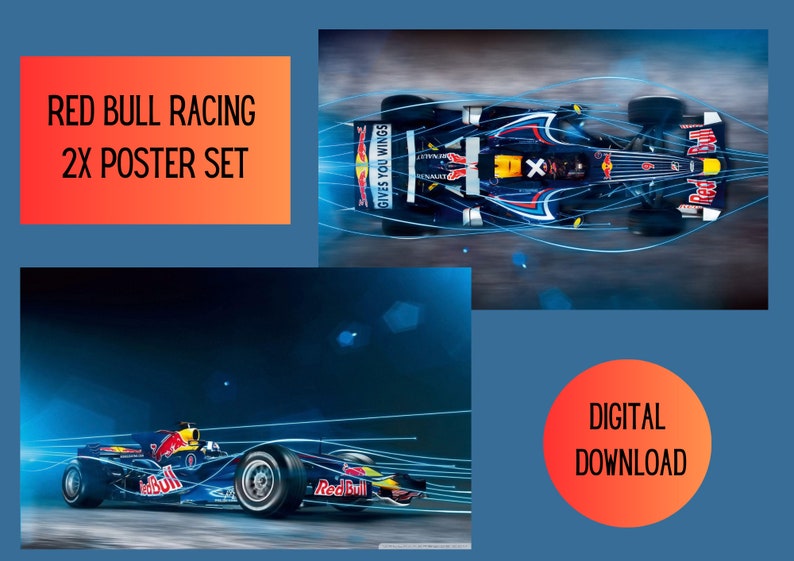 Formula 1 Posters I Red Bull Racing Poster Set of 2 I Digital Download ...