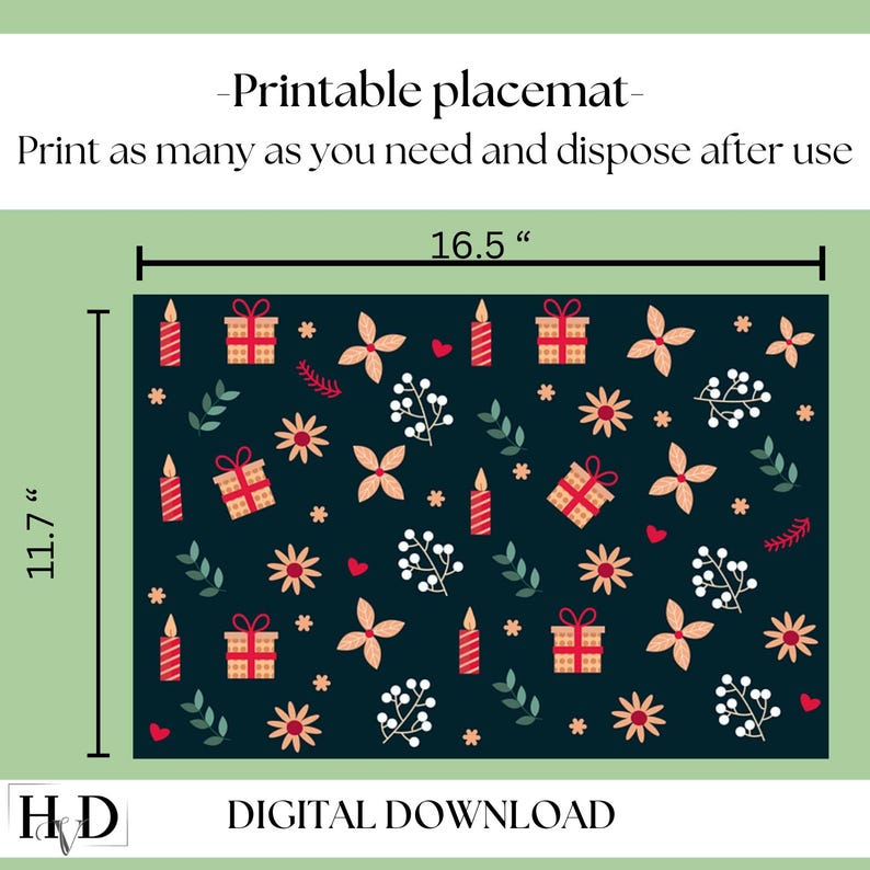 Printable CHRISTMAS Placemats- Printable and Disposable- DIGITAL ...