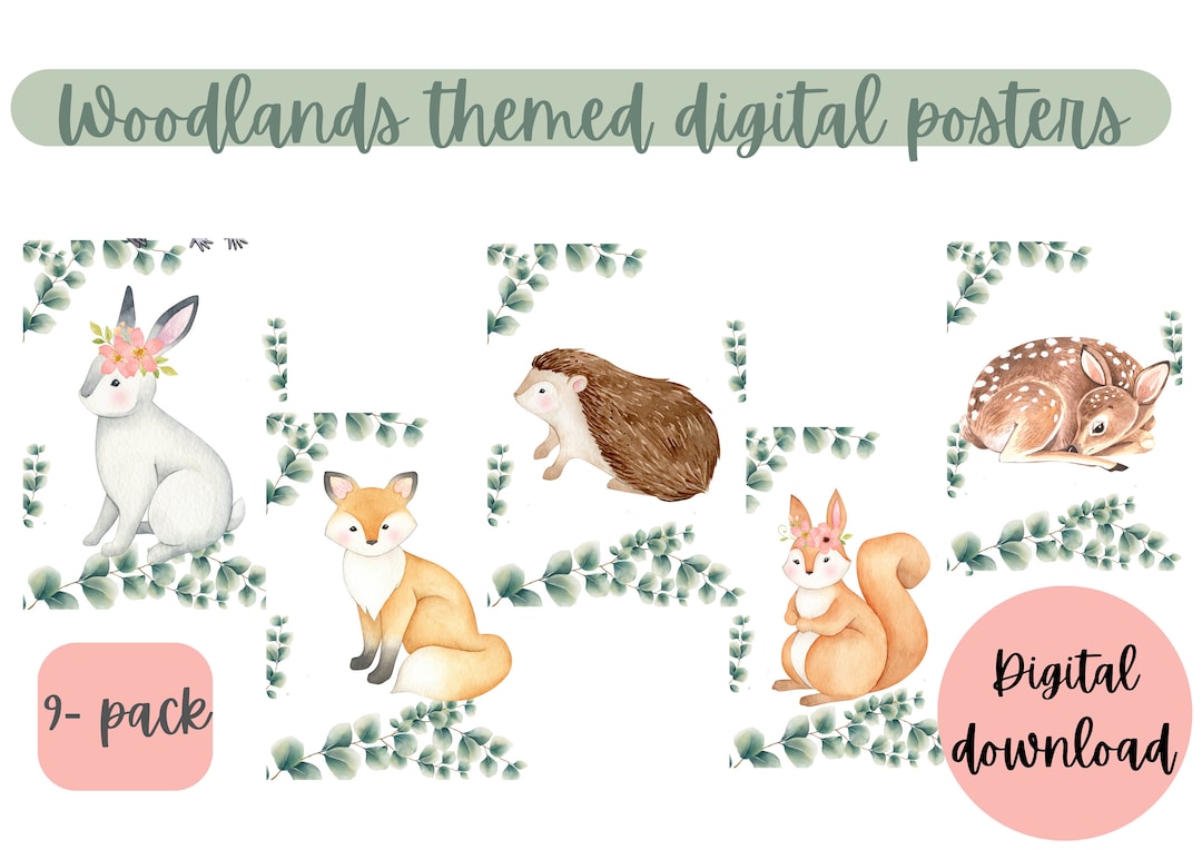 Woodlands Poster Set I Nursery Room Printable Poster Set I Digital ...