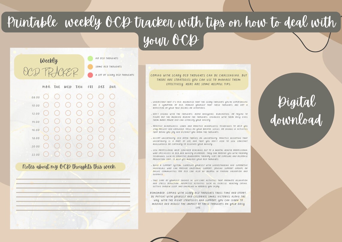 OCD Tracker. Weekly OCD Tracker With Tips on How to Deal With Your OCD ...