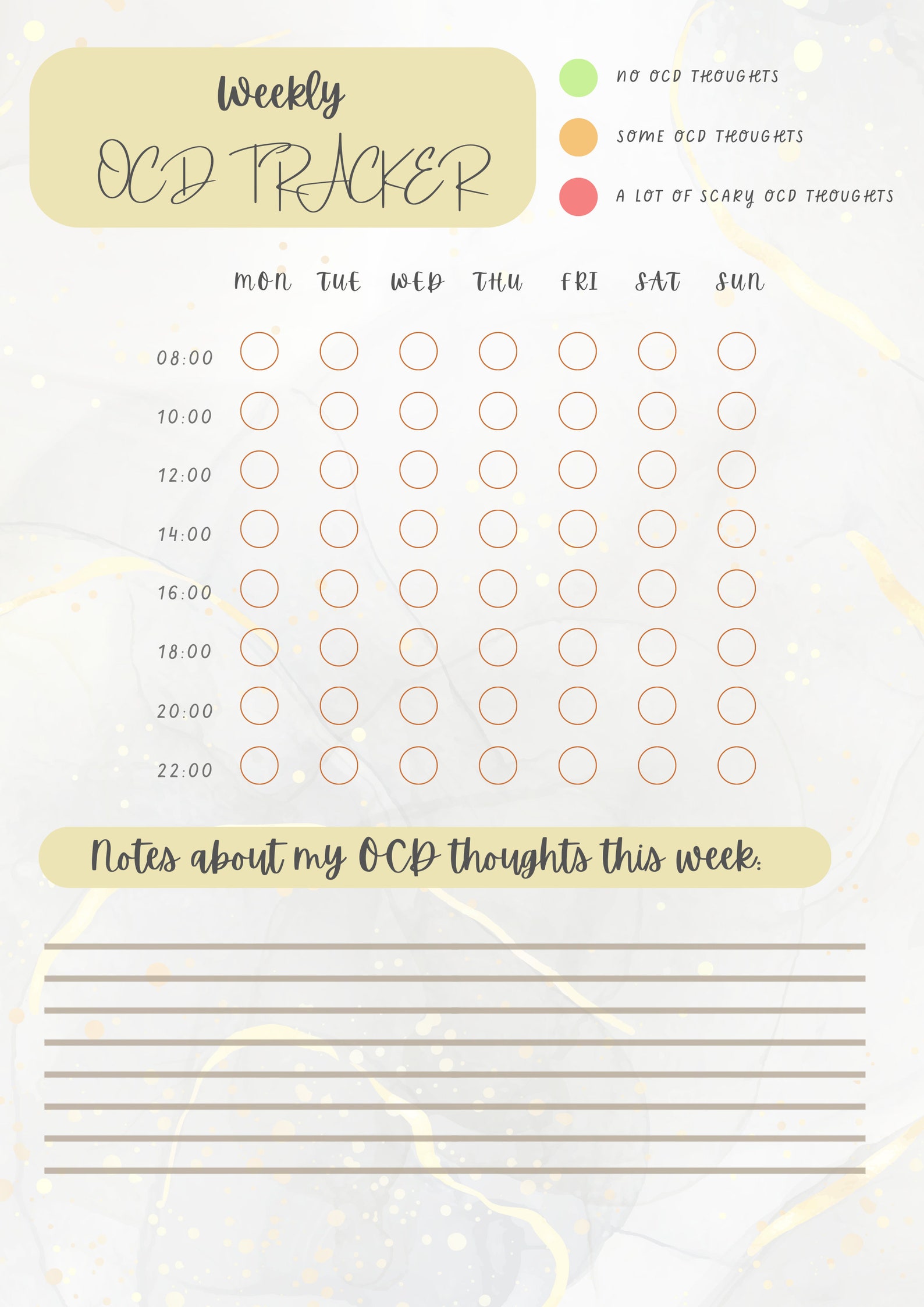 OCD Tracker. Weekly OCD Tracker With Tips on How to Deal With Your OCD ...