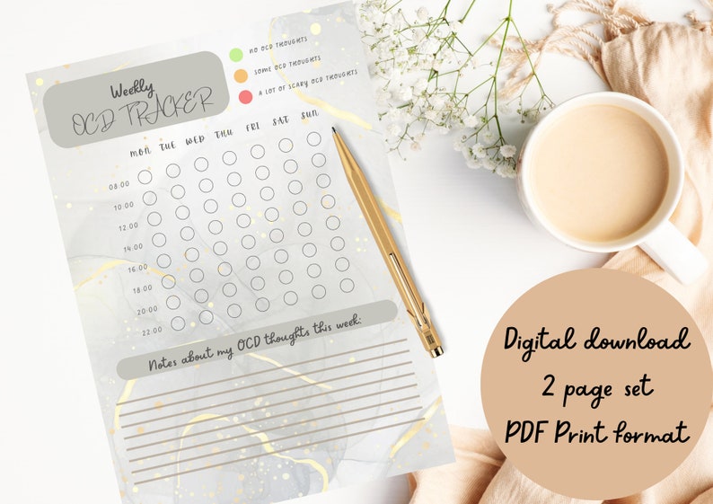 OCD Weekly Tracker. Printable Download. Weekly OCD Tracker With Tips on ...