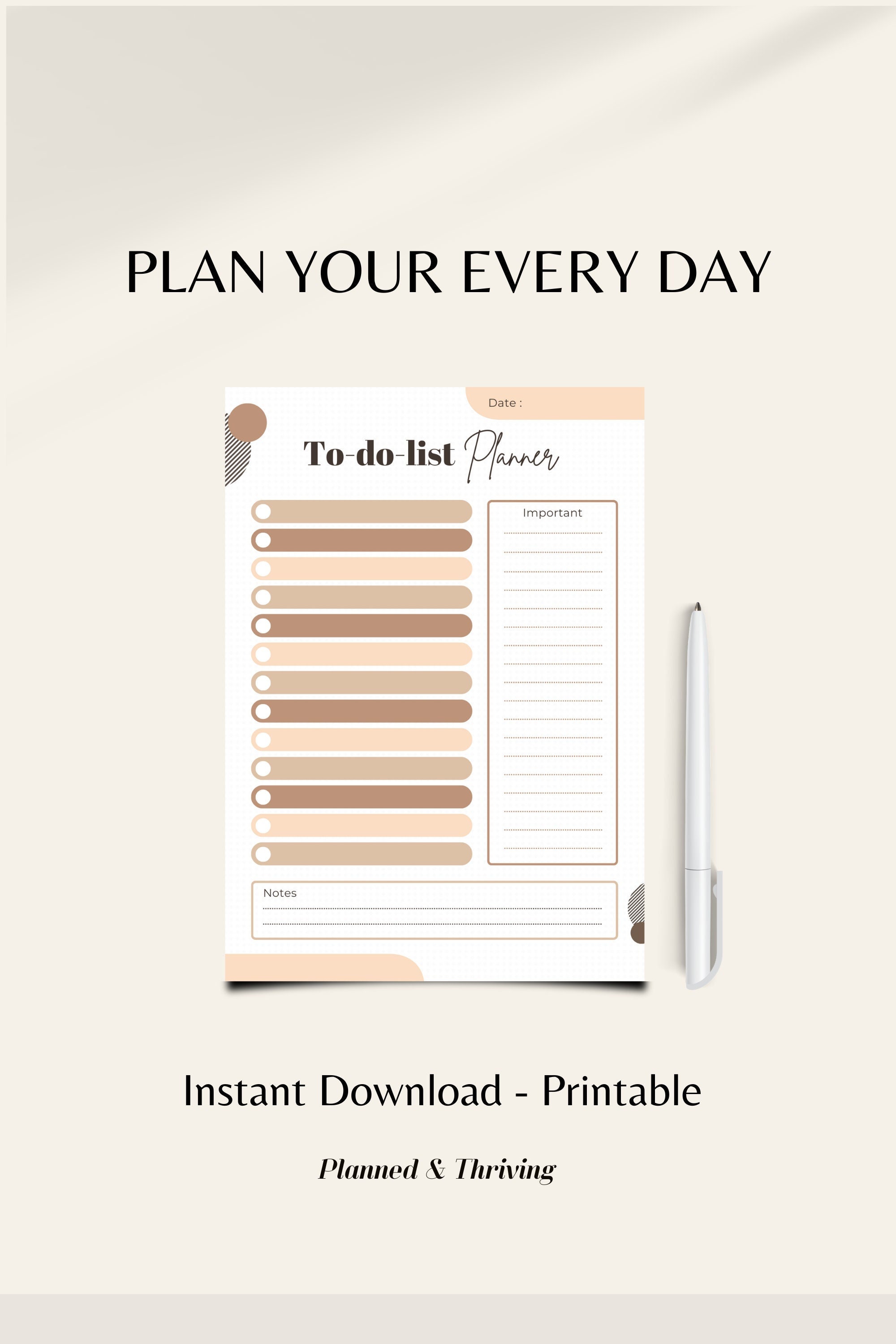 Neutral Minimalist Todo List, Instant Download, Digital Download to Do ...