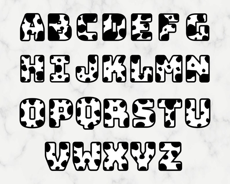 Cow Alphabet SVG, Cow Print, Numbers, Letters, Bundle, Birthday ...